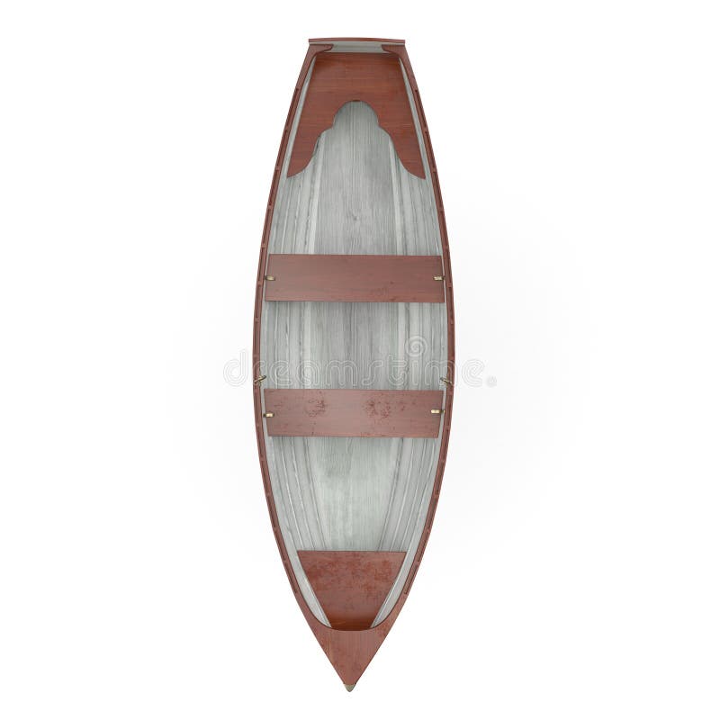 Wooden Row Boat on White. Top View. 3D Illustration Stock Illustration ...