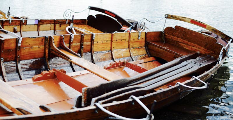 Wooden rowing boat stock photo. Image of reflection, nature - 93650944