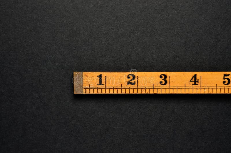Wooden Ruler Close Up on Black Stock Image - Image of imperial, wooden ...