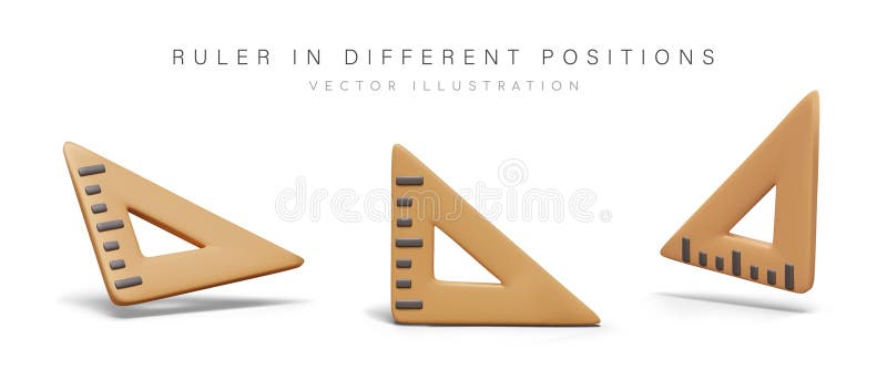 Wooden Ruler in Different Positions. Office Tools for Measuring Size ...