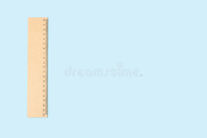Wooden Ruler on a Light Blue Background Stock Image - Image of drawing ...