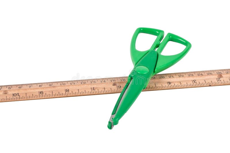 Wooden Ruler and Plastic Scissors Stock Image - Image of inches ...
