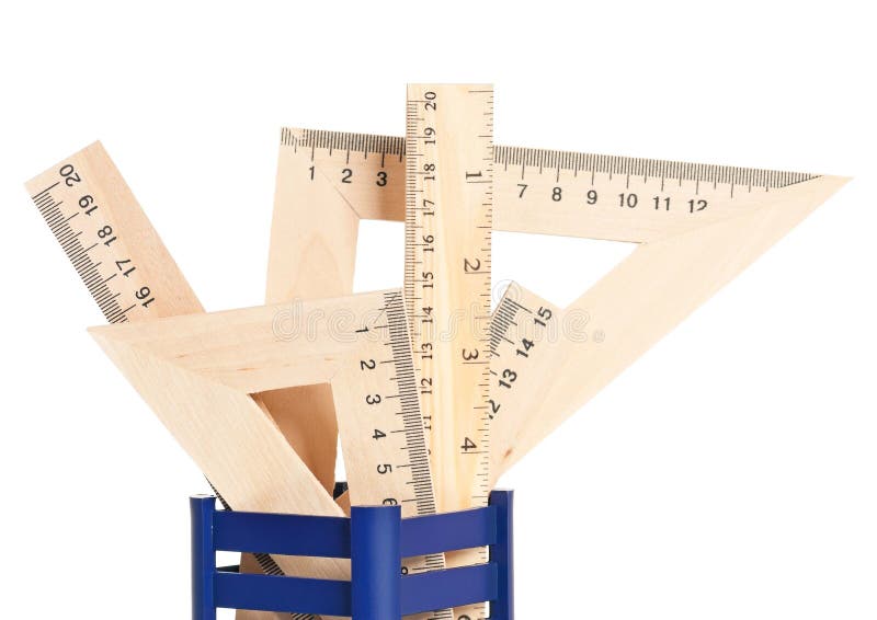 Wooden Triangle School Rulers Set Isolated Stock Image - Image of white ...