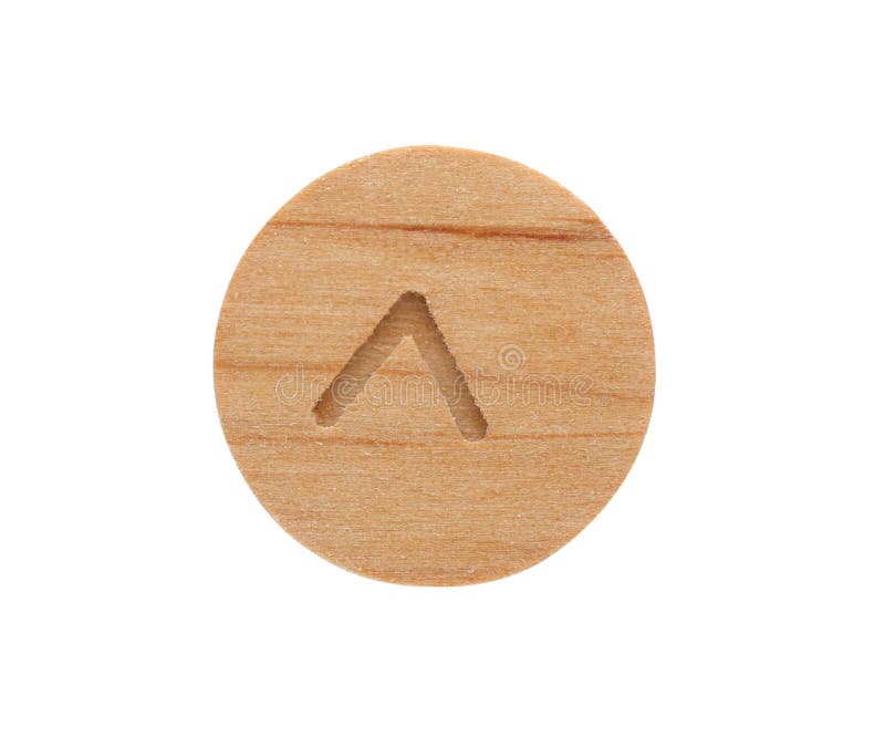 Wooden Rune Kauna Isolated on White, Top View Stock Image - Image of ...