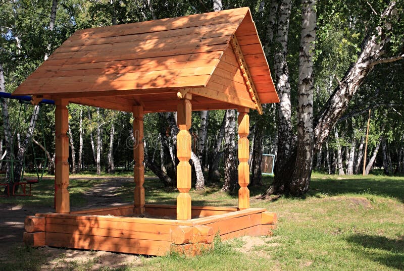 Wooden Sand-box in the Forest Stock Photo - Image of child, ground ...