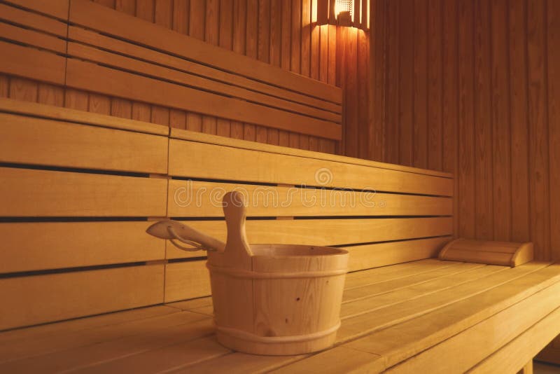 Wooden Sauna Interior Wood Fired Sauna Stock Photo - Image of relax ...
