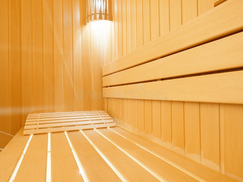 Wooden Sauna Interior Wood-fired Sauna with LED Lighting Stock Image ...