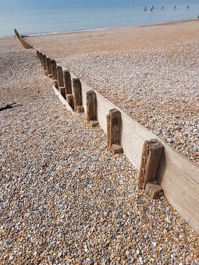 Wooden Sea Defence Along Hove Seafront. Stock Image - Image of rock ...
