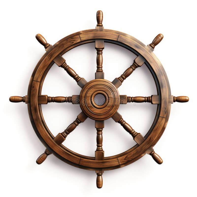 Symmetrical Boat Wheel Design on White Background Stock Illustration ...