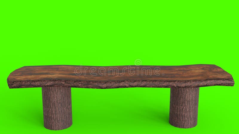 Wooden Seat Bench with Green Background Stock Illustration ...