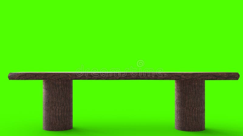 Wooden Seat Bench with Green Background Stock Illustration ...