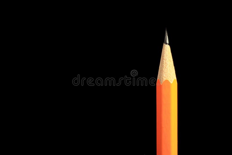 A Wooden Sharp Pencil with an Eraser. Isolated on Black. Stock Image ...