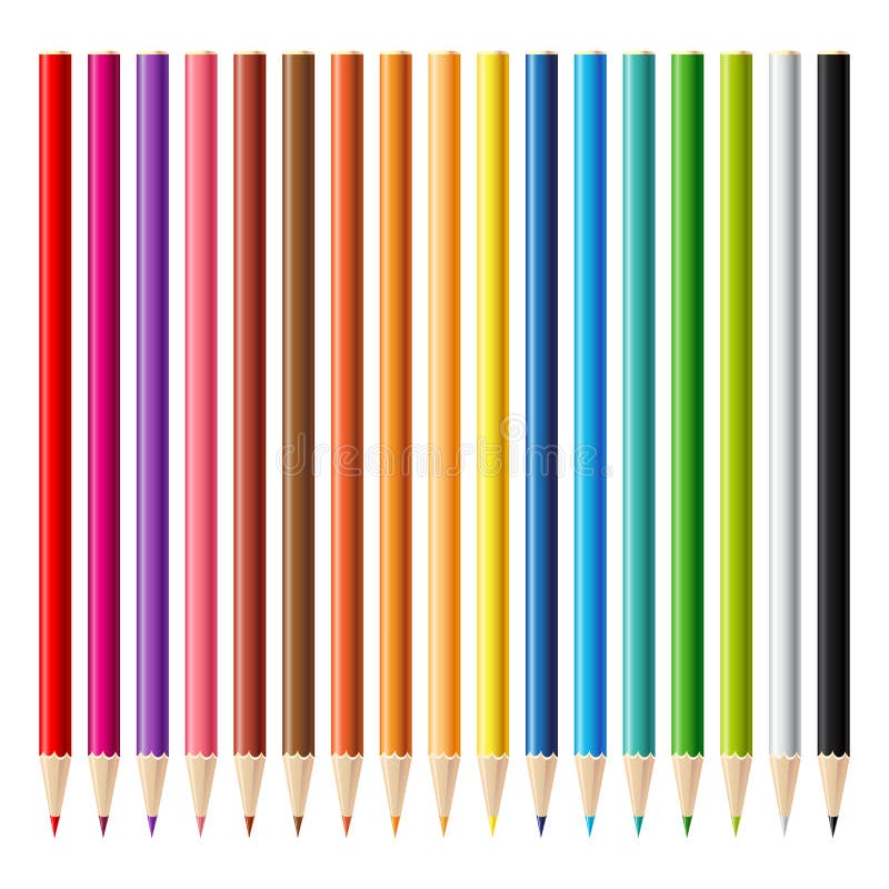 Wooden Colorful Sharp Pencils Set with Erasers and Push Clips, I Stock ...