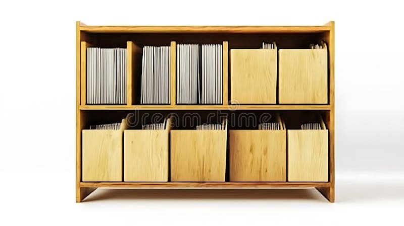 A Wooden Shelf with Many Boxes on it Stock Photo - Image of numbers ...