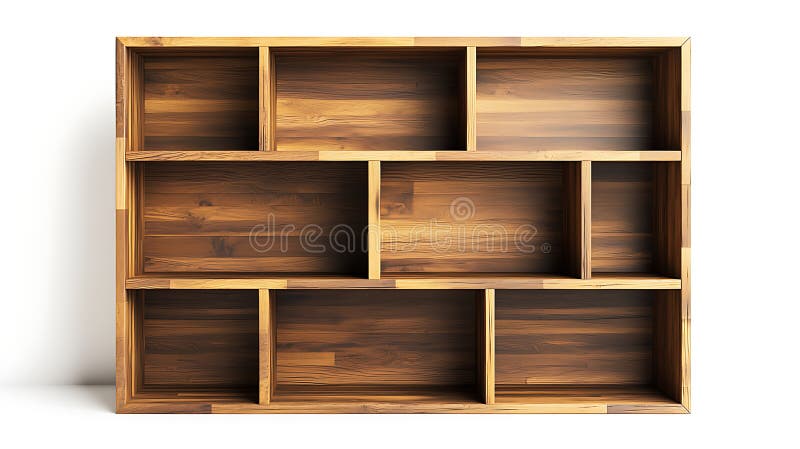 A Wooden Shelf with Many Empty Shelves Stock Image - Image of home ...