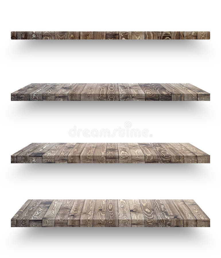 Wooden Shelf Template Set Isolated Stock Image - Image of knots ...