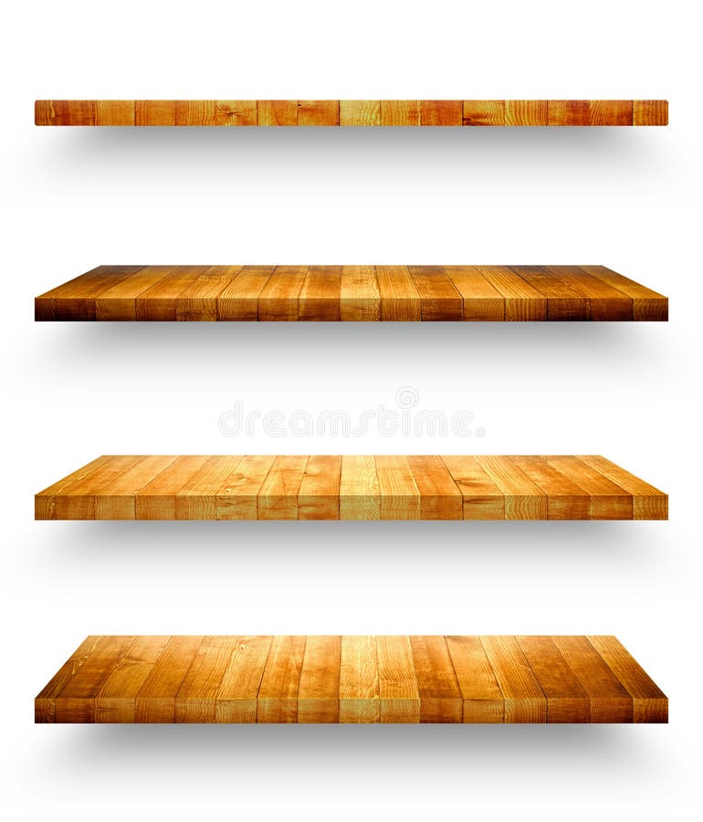 Wooden Shelf Template Set Isolated Stock Photo - Image of knots ...