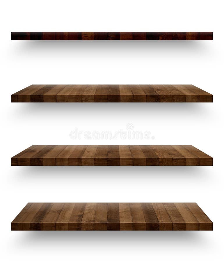 Wooden Shelf Template Set Isolated Stock Photo - Image of desk, plank ...