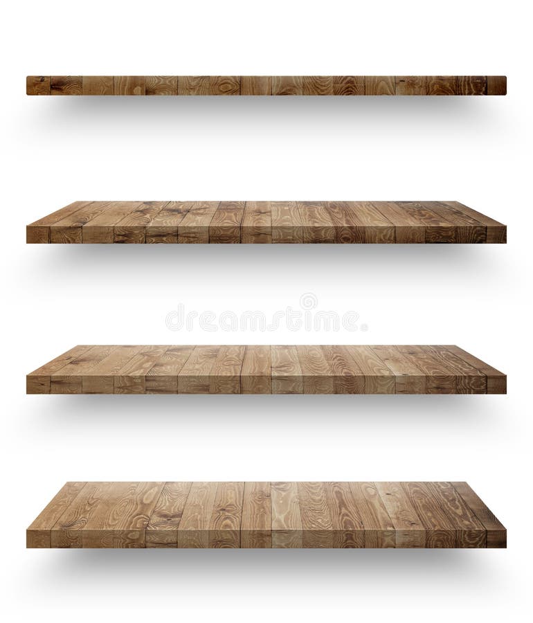 Wooden Shelf Template Set Isolated Stock Photo - Image of decorative ...
