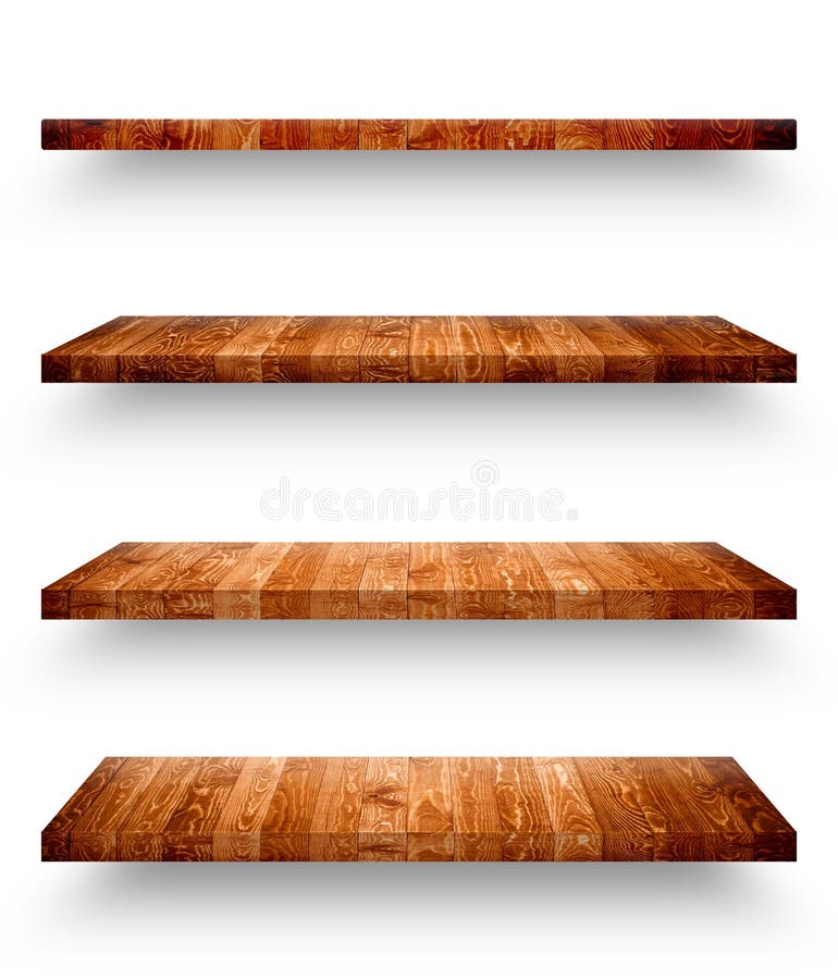 Wooden Shelf on White Background Stock Photo - Image of decorative ...