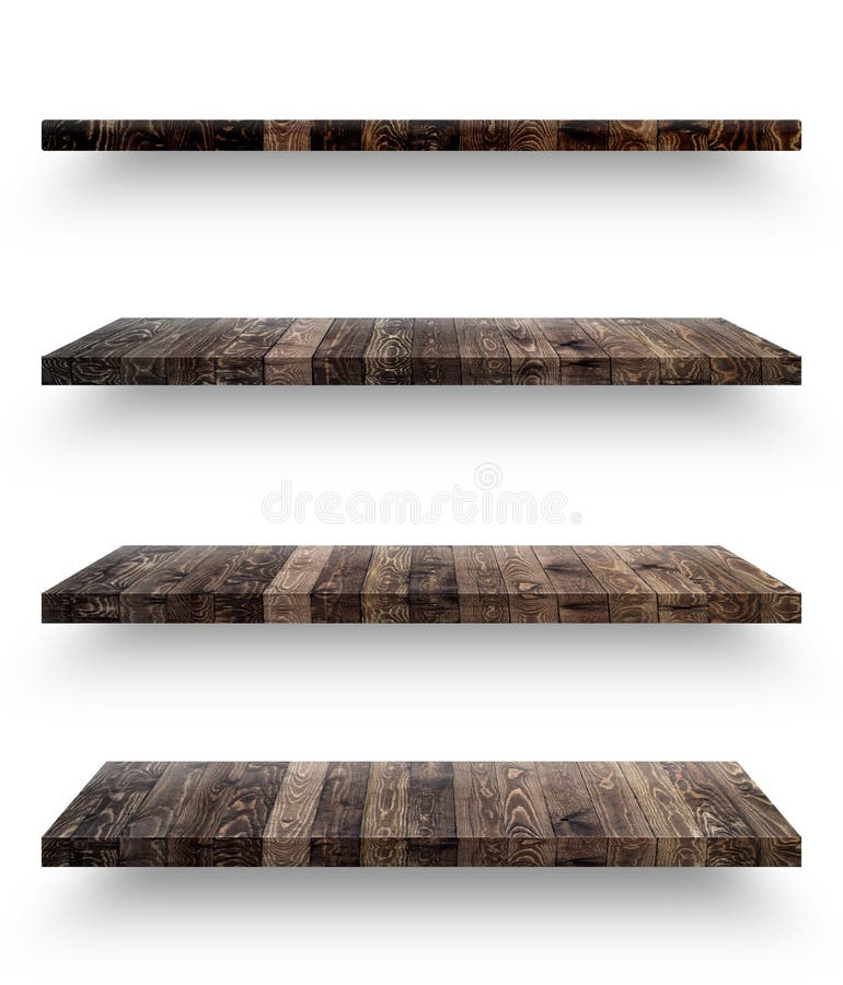 Wooden Shelf on White Background Stock Image - Image of empty, knots ...