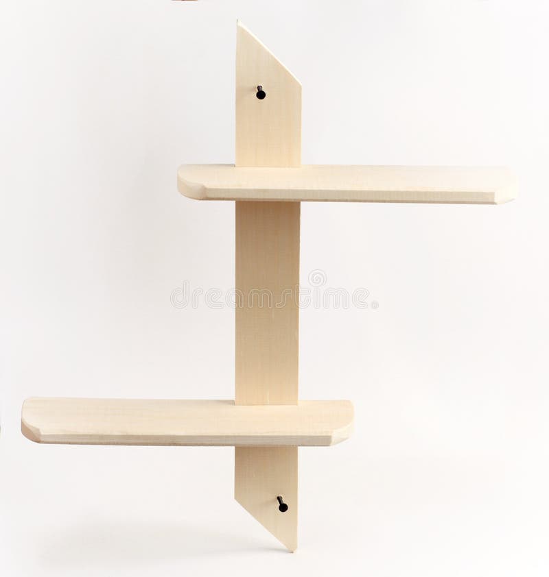 Wooden Shelf on White Background Stock Photo - Image of room, gallery ...