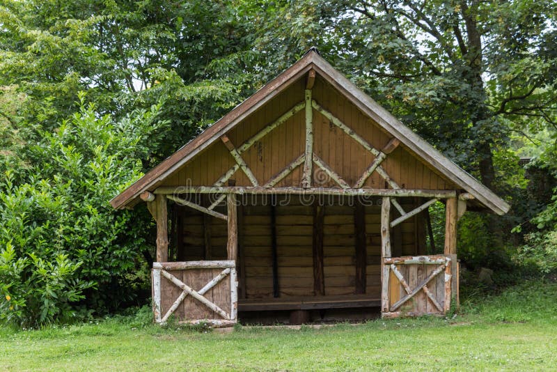 Wooden shelter in a park stock image. Image of shelter - 42324899