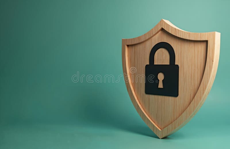 Wooden Shield with Black Lock Security, Protection in Digital Physical ...