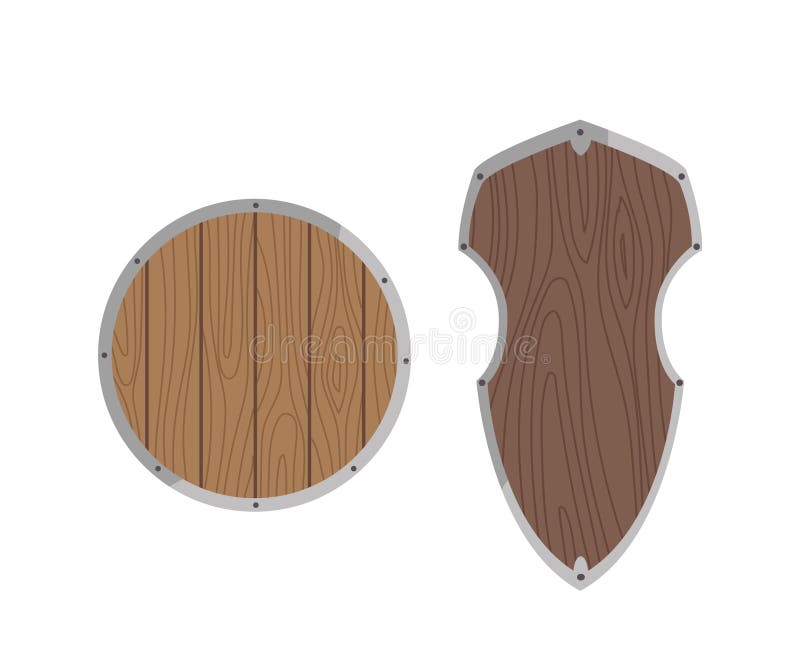 Wooden Shield of Different Shape for Ancient Warrior Defense Vector ...