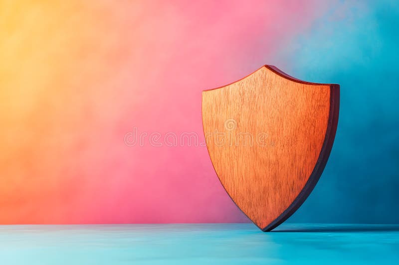 Wooden Shield Symbolizes Secure Online Protection Against Threats ...
