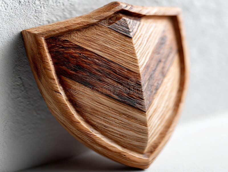 A Wooden Shield on a White Wall Stock Image - Image of dark, edges ...