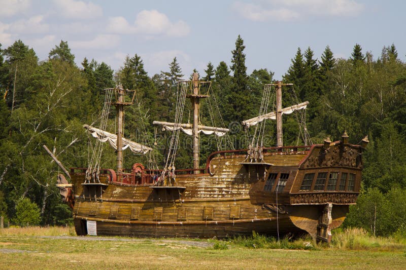 A Wooden Ship in the Forest Stock Photo - Image of ship, wood: 64926996