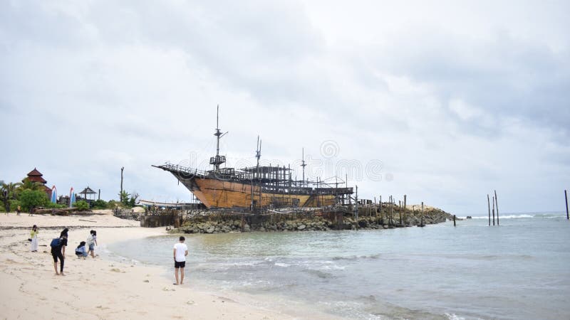 Wooden Ship Stranded on Melasti Beach Editorial Photo - Image of ...