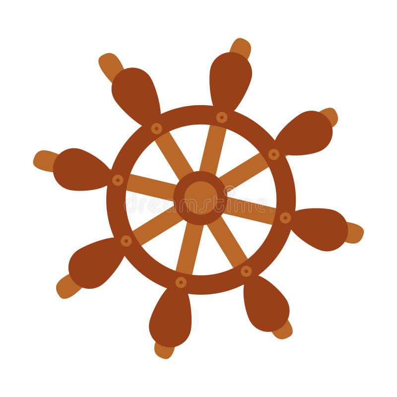 Wooden Ship Wheel Icon with Eight Handles on White Background Stock ...