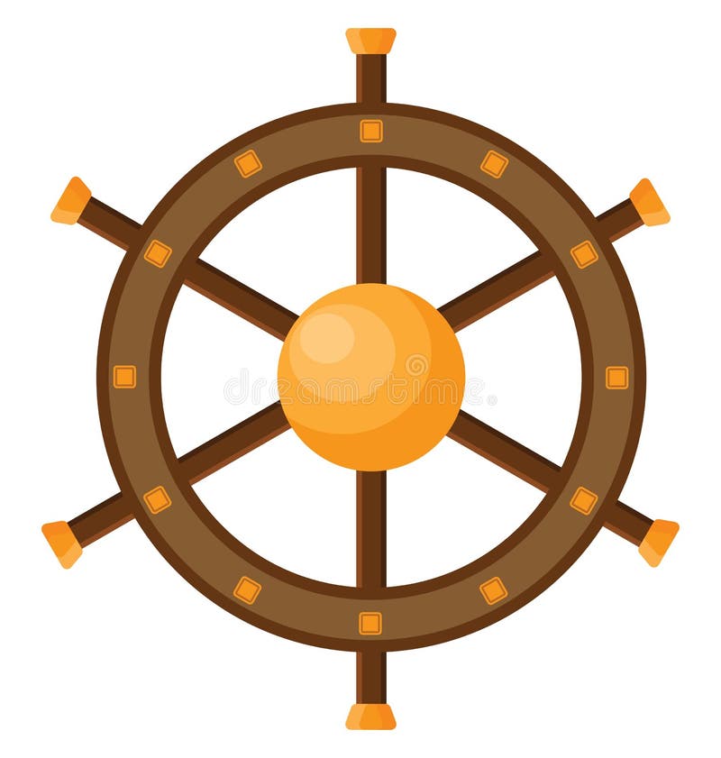 Ship wooden wheel, icon stock vector. Illustration of wheel - 261378036