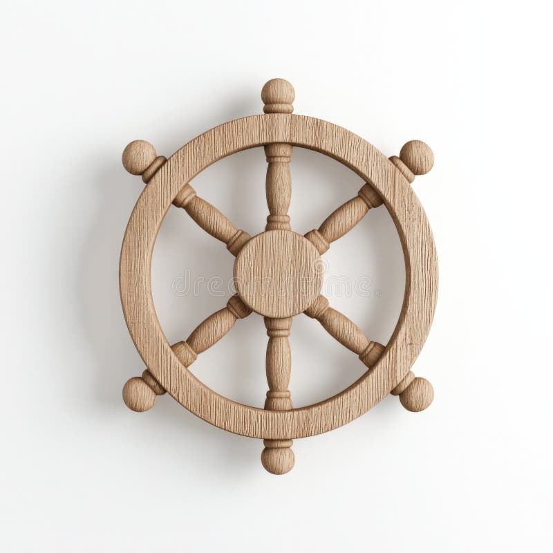 Wooden Ship Wheel on White Isolated Background Stock Illustration ...