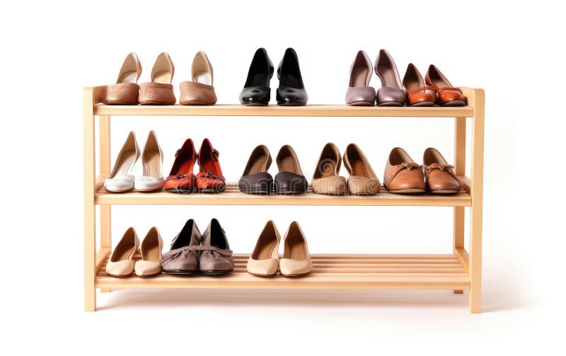 Wooden Shoe Stand on White Background Stock Illustration - Illustration ...