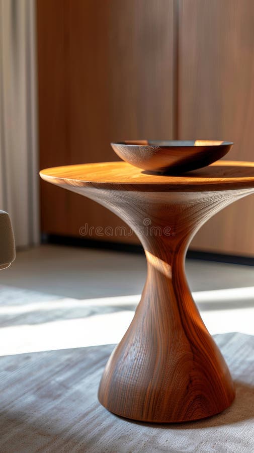 Wooden Side Table with Decorative Bowl in Modern Interior Stock Image ...