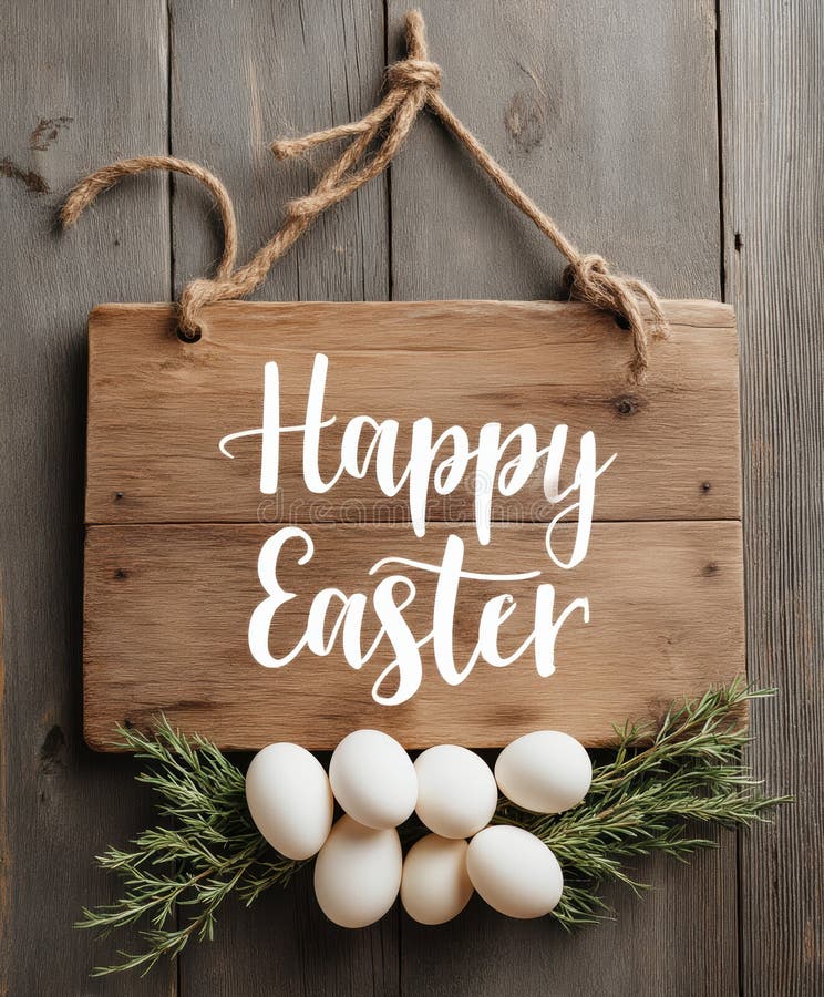 Wooden Sign Adorned with Colorful Eggs, Symbolizing Easter Celebrations ...