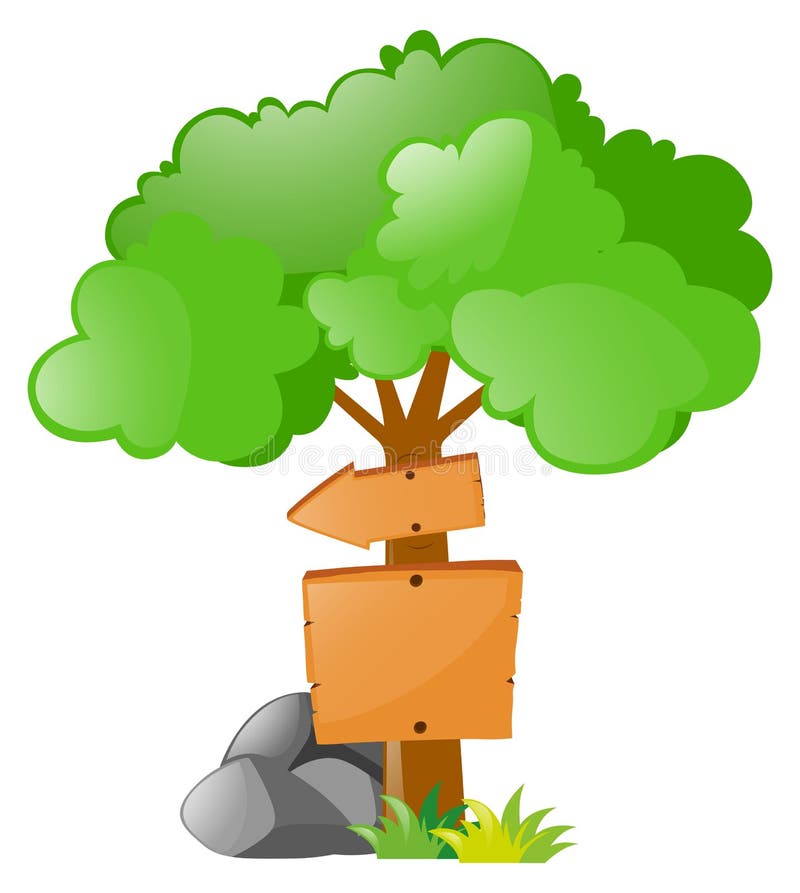 Wooden Sign and Arrow on Tree Stock Vector - Illustration of graphic ...
