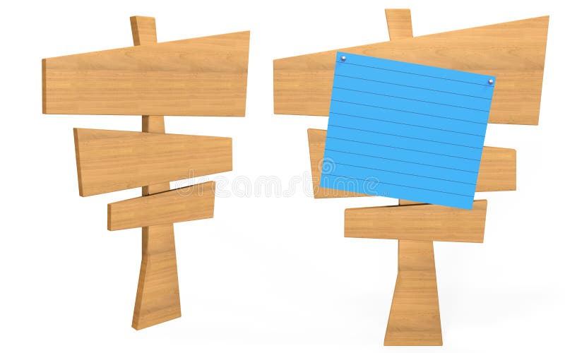 Wooden Sign Board from Side and Front Angle with Blue Paper on it ...