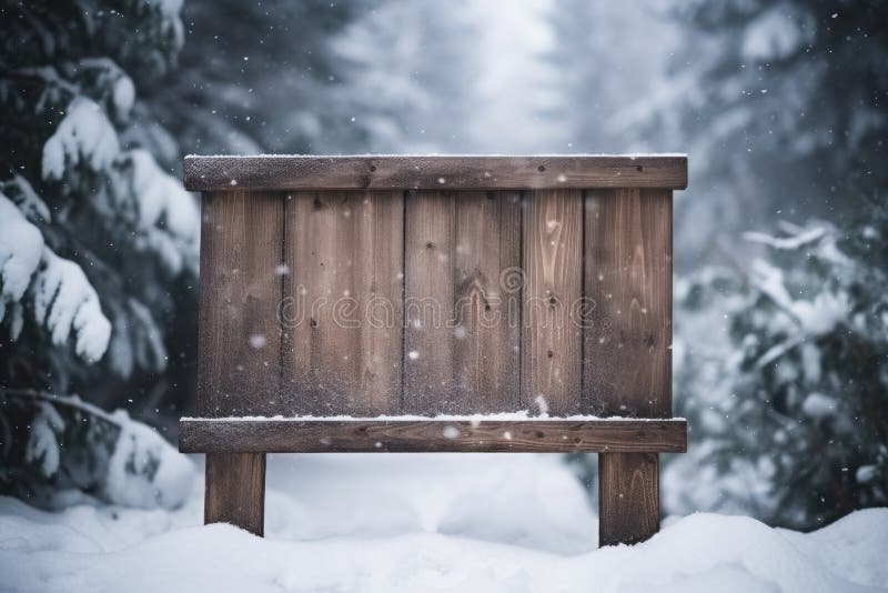 Wooden Sign Board Snow Covered with Copy Space for Text Stock ...