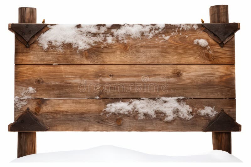 Wooden Sign Board Snow Covered with Copy Space for Text Stock Image ...