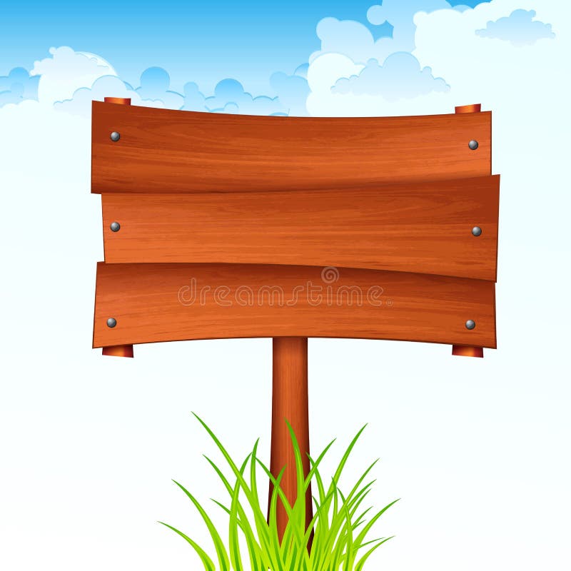 Wooden Sign Board on a Stick. Vector Illustration. Stock Vector ...
