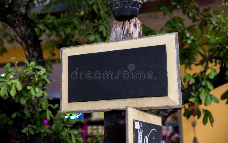 Wooden Sign Board with Trees Background in Thailand Stock Photo - Image ...