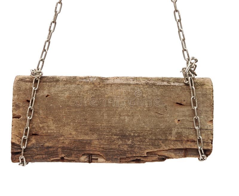 Old Wood Sign Board on Chain Stock Photo - Image of banner, notice ...