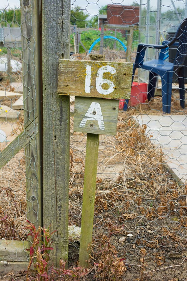 Wooden Sign Giving Garden Plot Number Stock Photo - Image of retro ...