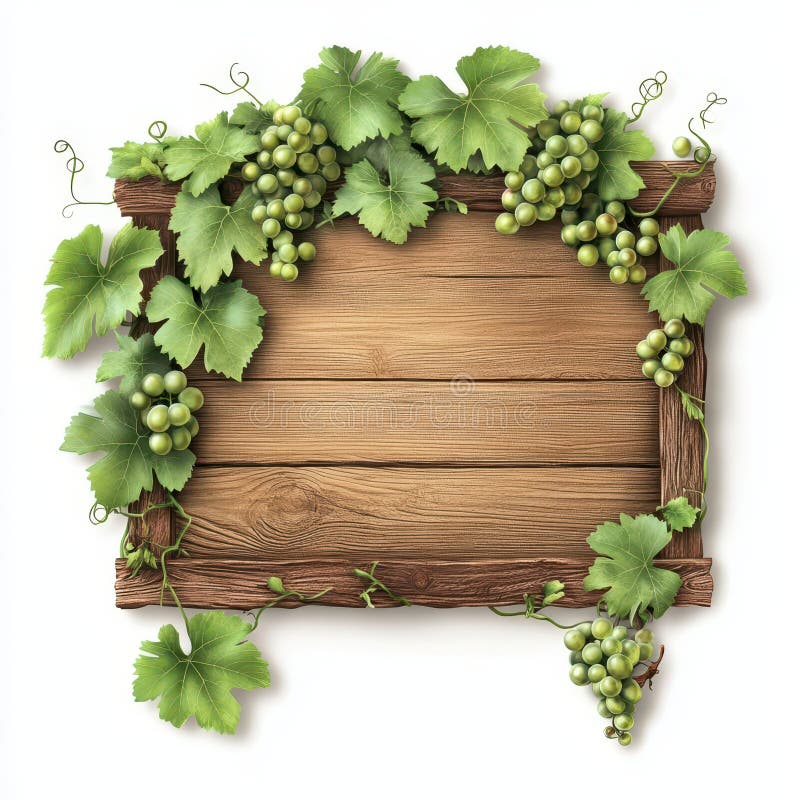 Wooden Sign with Grapevine Frame. Stock Illustration - Illustration of ...