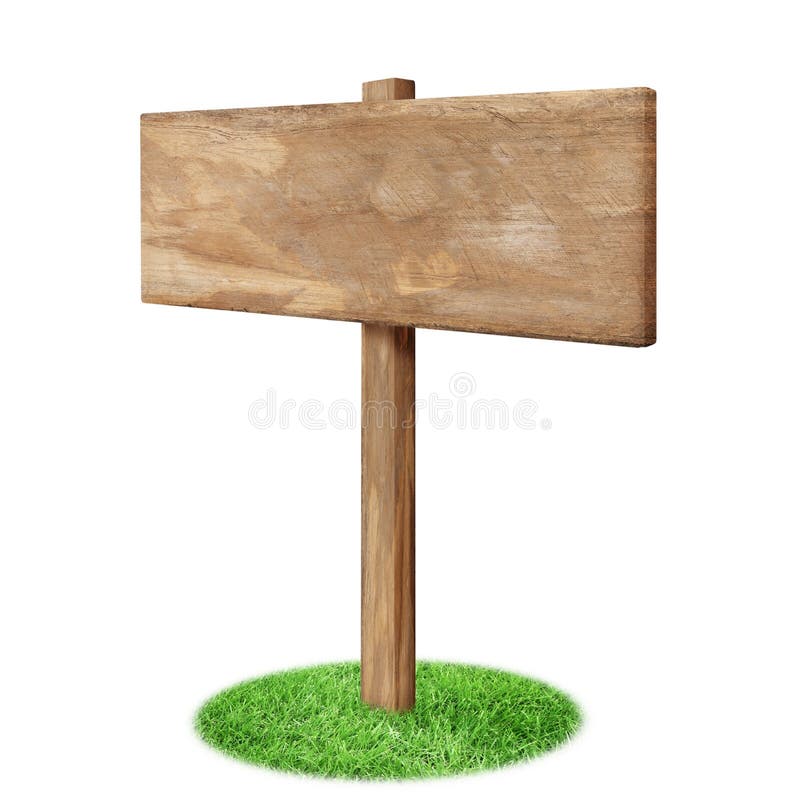 The Wooden Sign on the Grass Isolated Stock Photo - Image of element ...