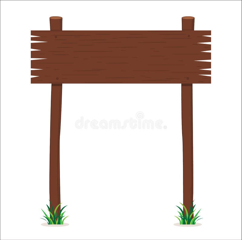 Wooden Sign on a Grass Vector Stock Illustration - Illustration of ...